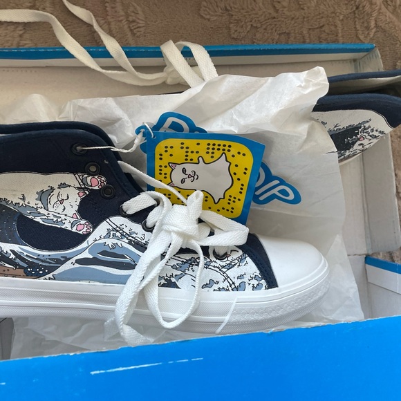 Ripndip | Shoes | Ripndip Black And White Canvas Sneakers With A Blue ...